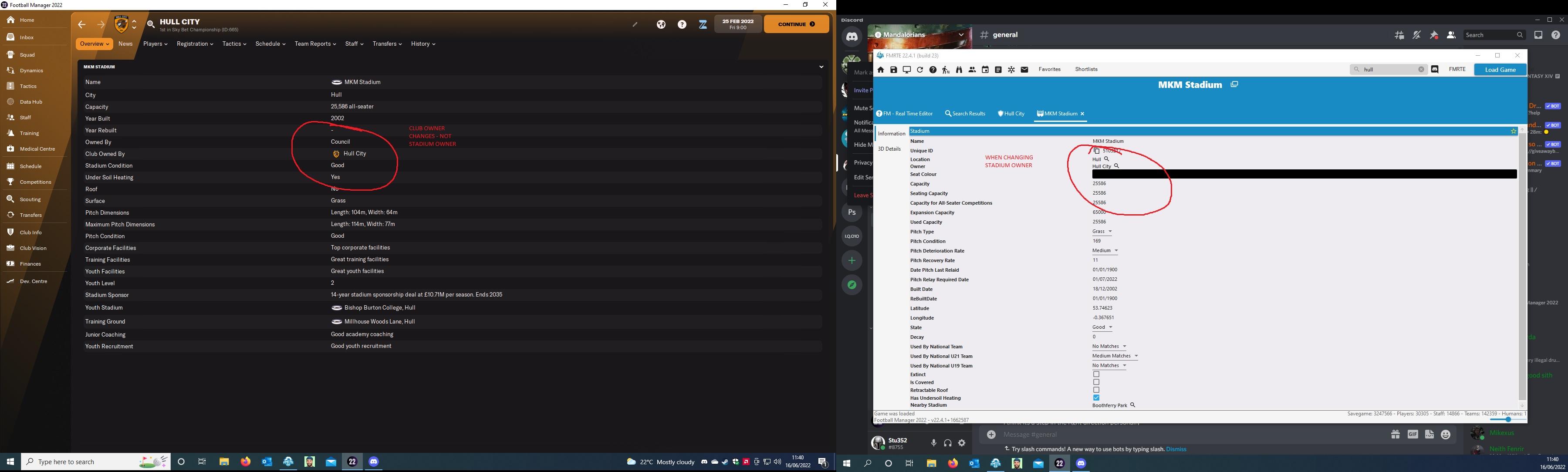 Stadium Ownership Error - FMRTE for Windows