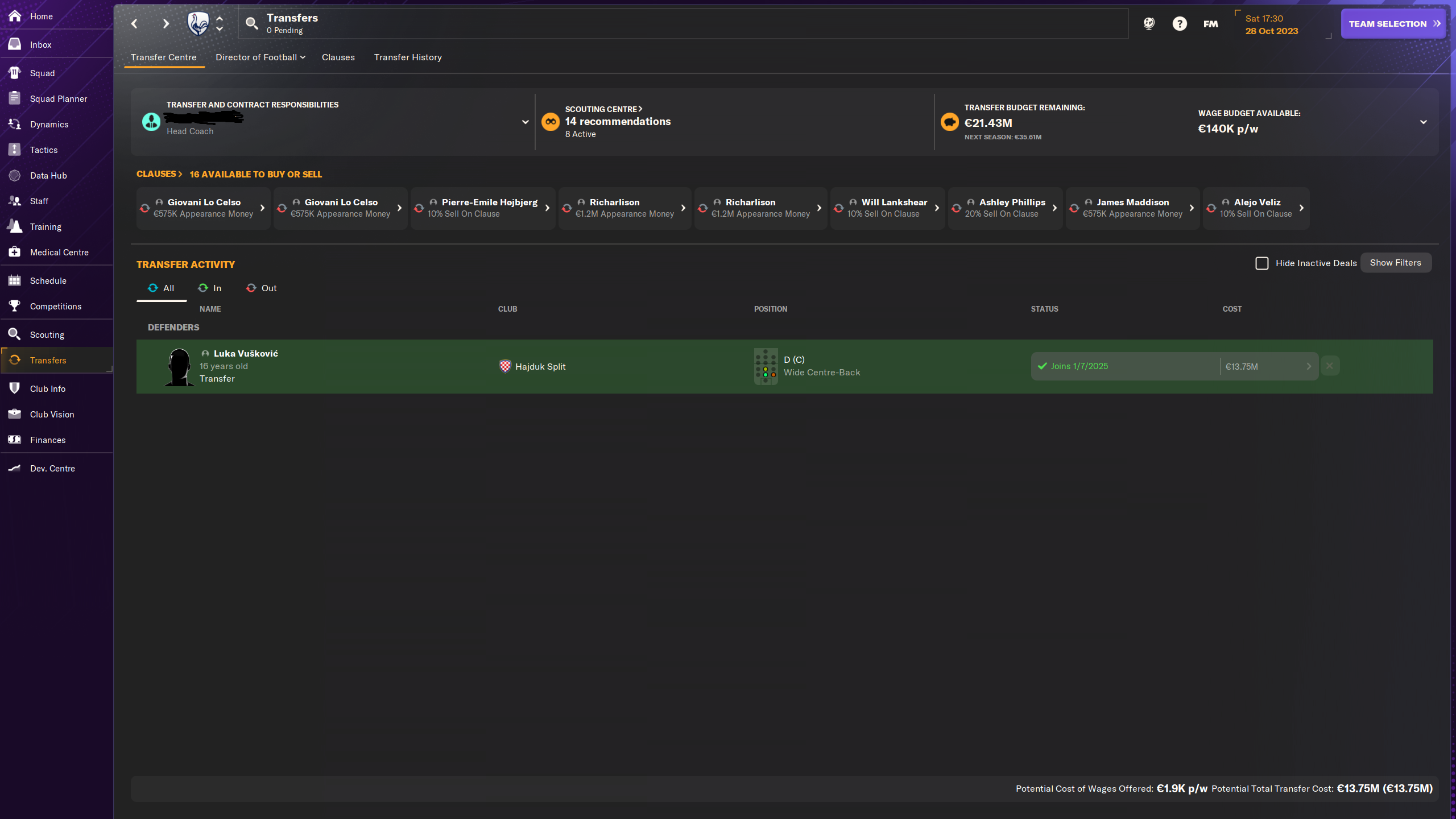 Future transfer doesn't show up in-game - FMRTE for Windows